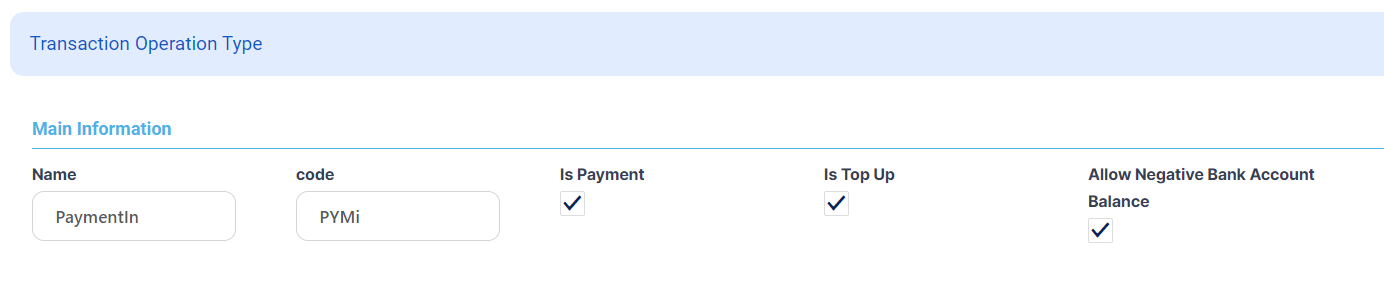 Transaction Operation Type