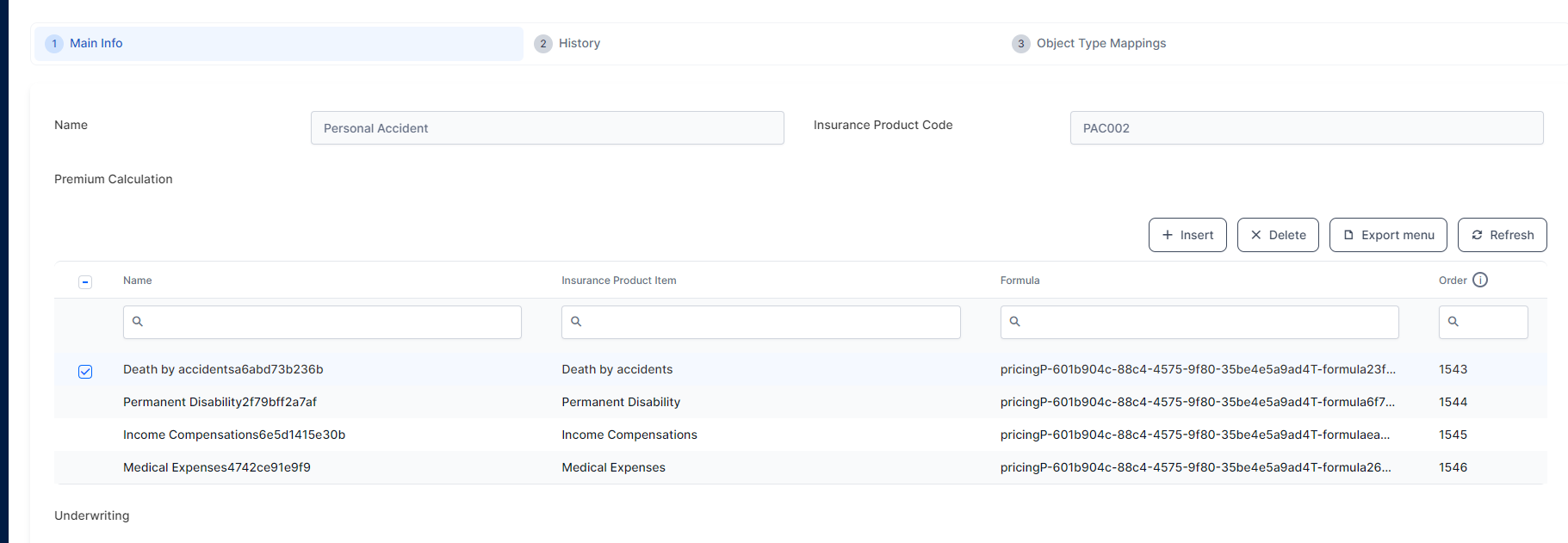 Policy Admin Formulas