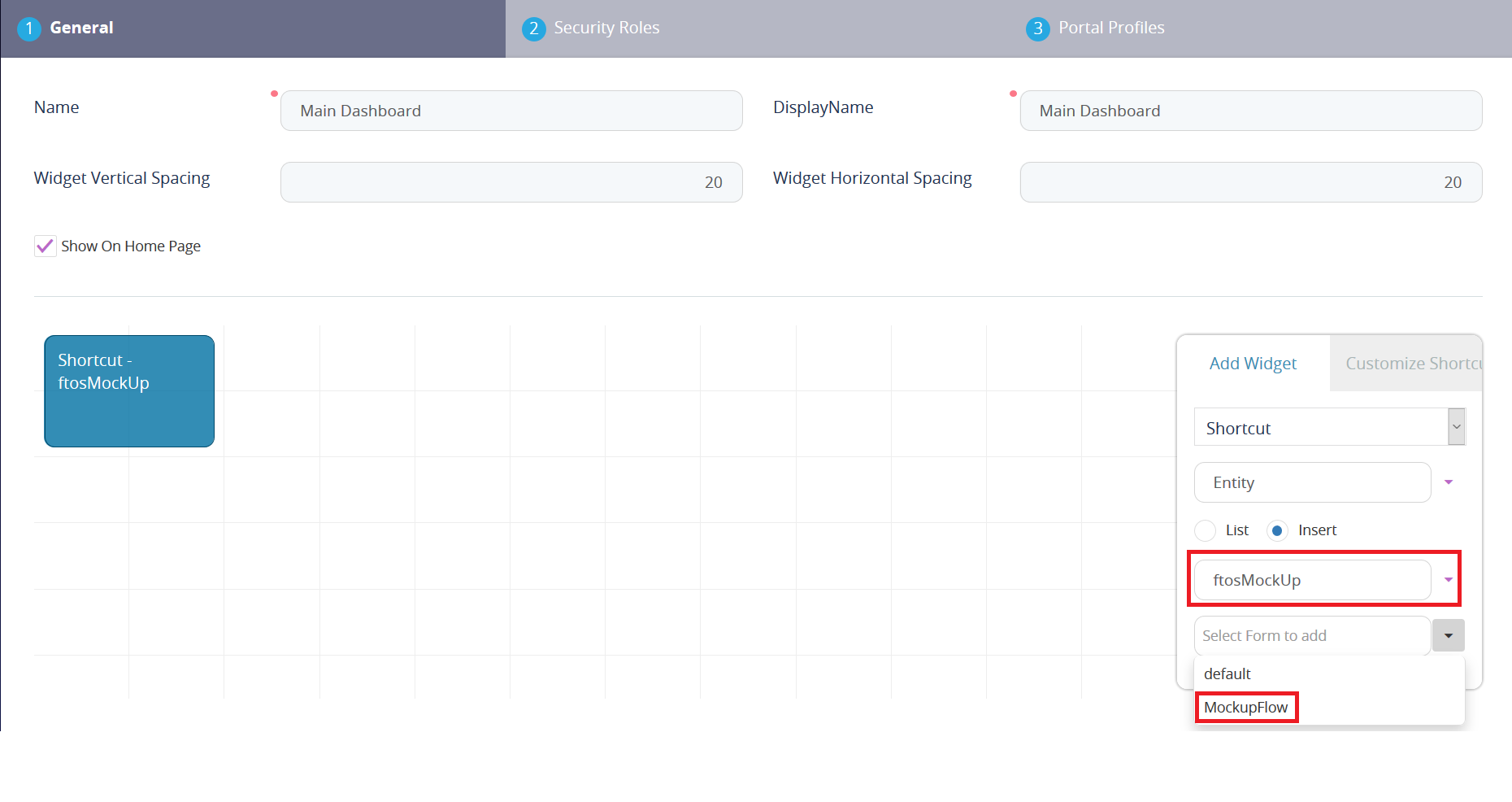How to display a form driven mock-up flow