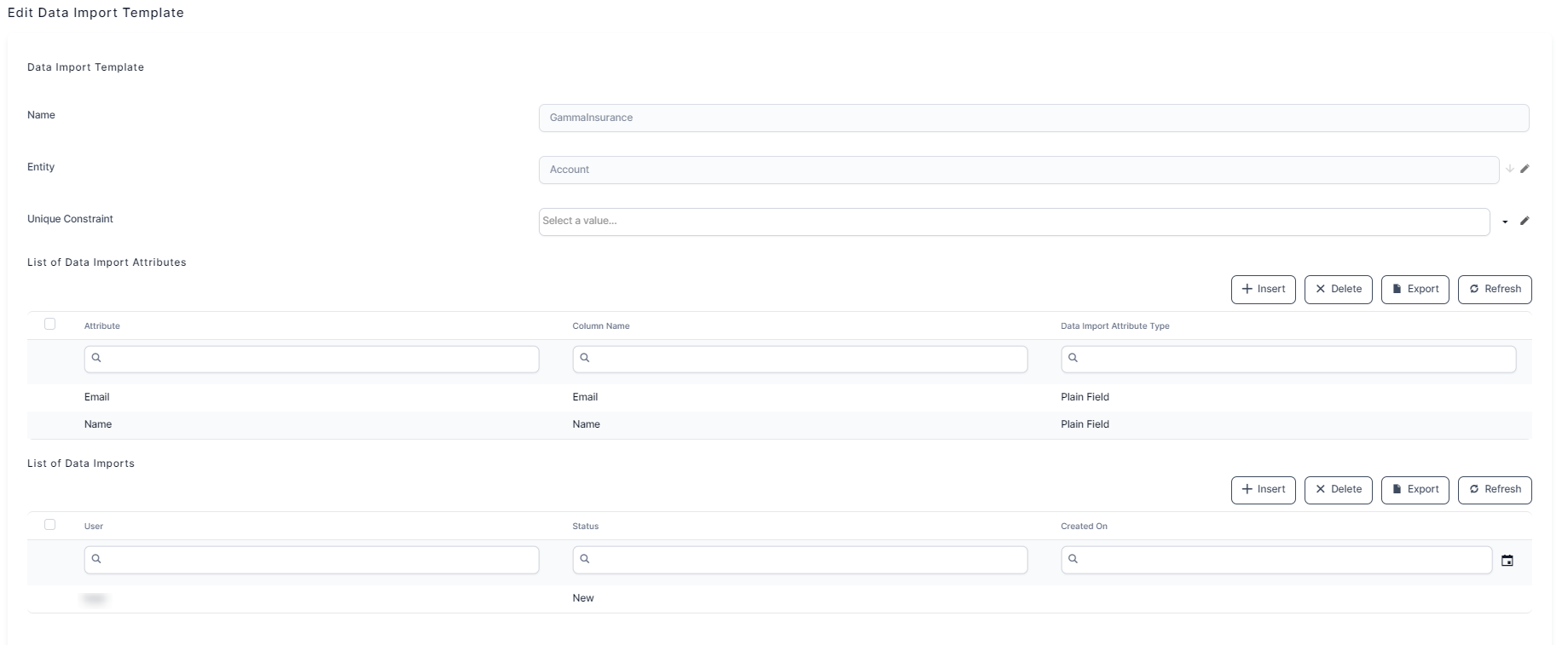 Data Import Templates