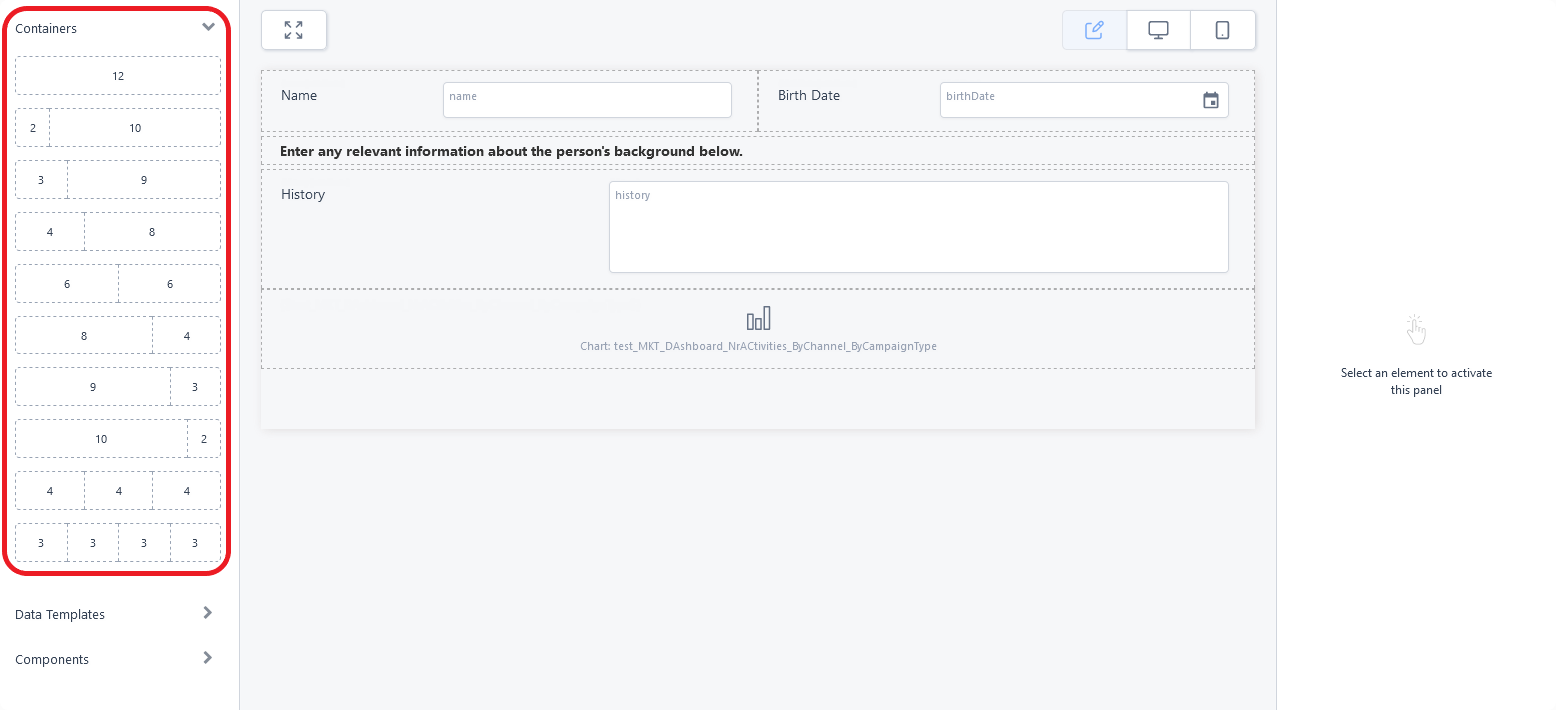 Design the UI layout with containers