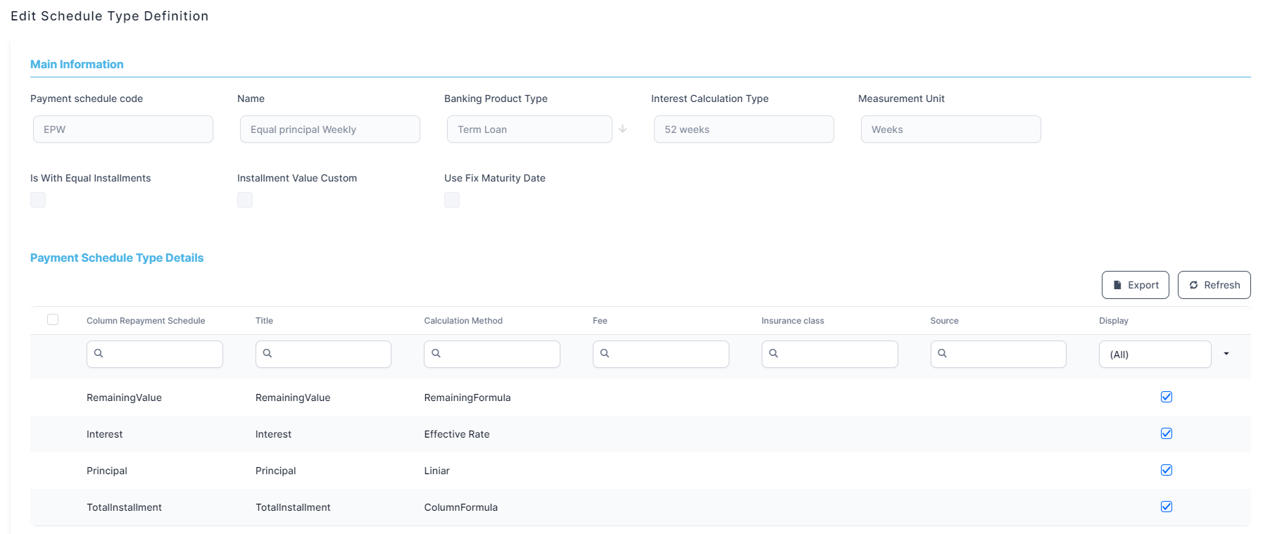 Payment Schedule Types