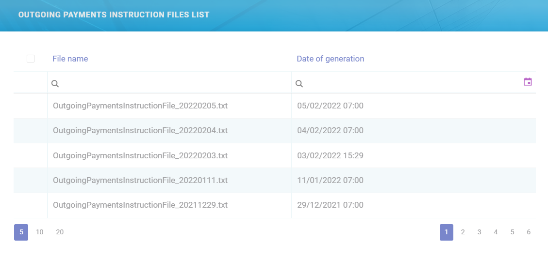 Outgoing Payments Instruction Files